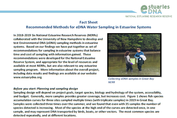 Recommended Methods for eDNA Water Sampling in Estuarine Systems ...