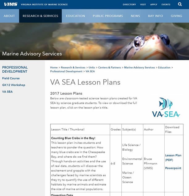 VA SEA Lesson Plans | NERRS Science Collaborative