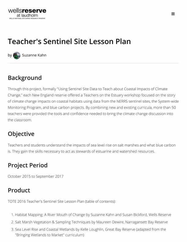 Teacher's Sentinel Site Lesson Plan | NERRS Science Collaborative